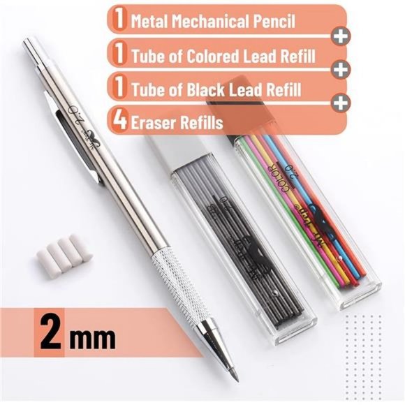 Office | Mechanical Pencil Metal 2mm For Drafting Drawing Lead Holder ...